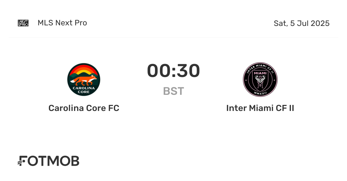 Carolina Core FC vs Inter Miami CF II - live score, predicted lineups ...
