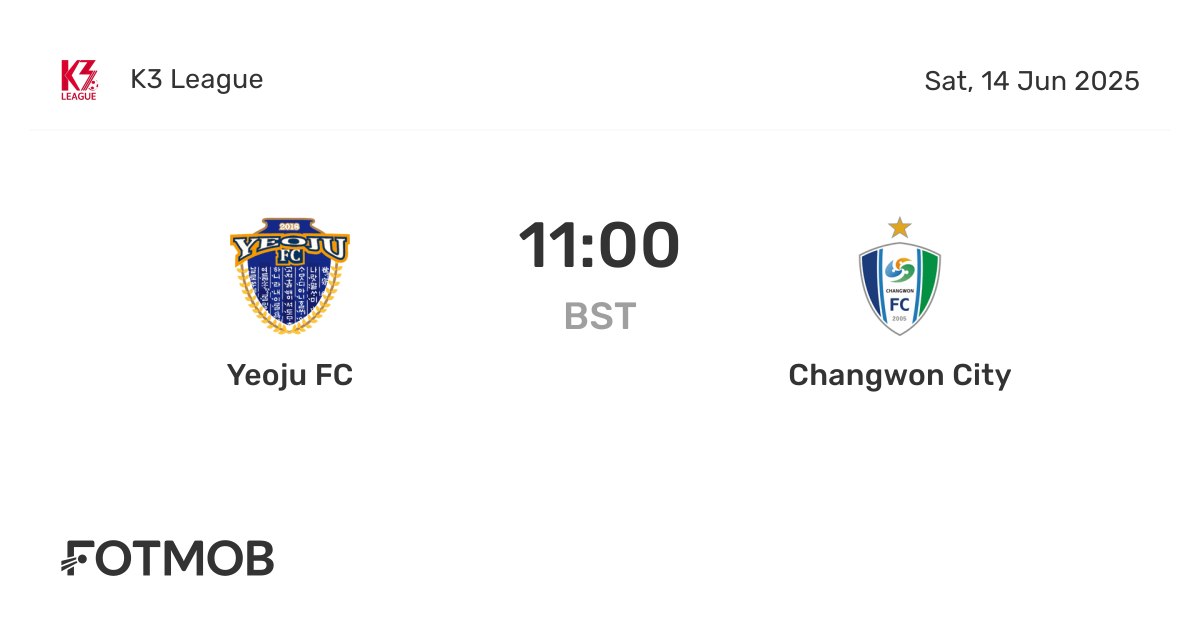 Yeoju FC vs Changwon City - marcador en vivo, alineaciones previstas y estadísticas H2H