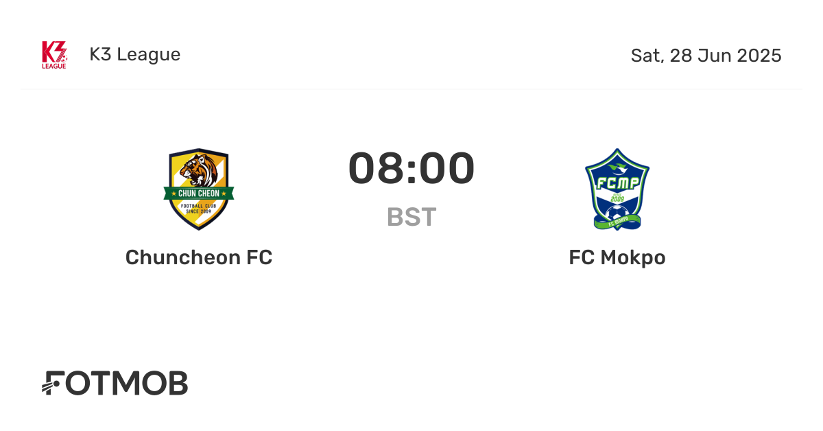Chuncheon FC vs FC Mokpo - marcador en vivo, alineaciones previstas y estadísticas H2H