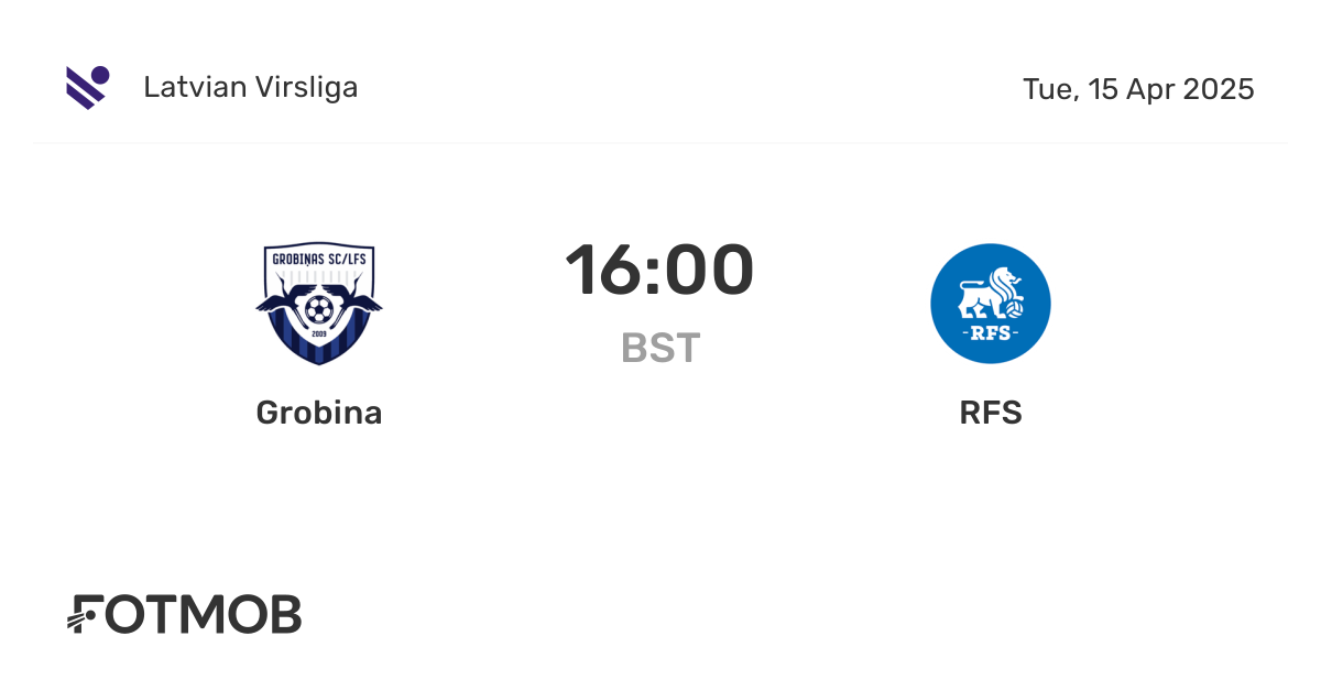 Grobina vs RFS - live score, predicted lineups and H2H stats