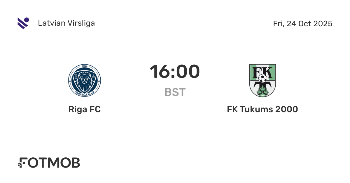 Riga FC vs FK Tukums 2000 - live score, predicted lineups and H2H stats
