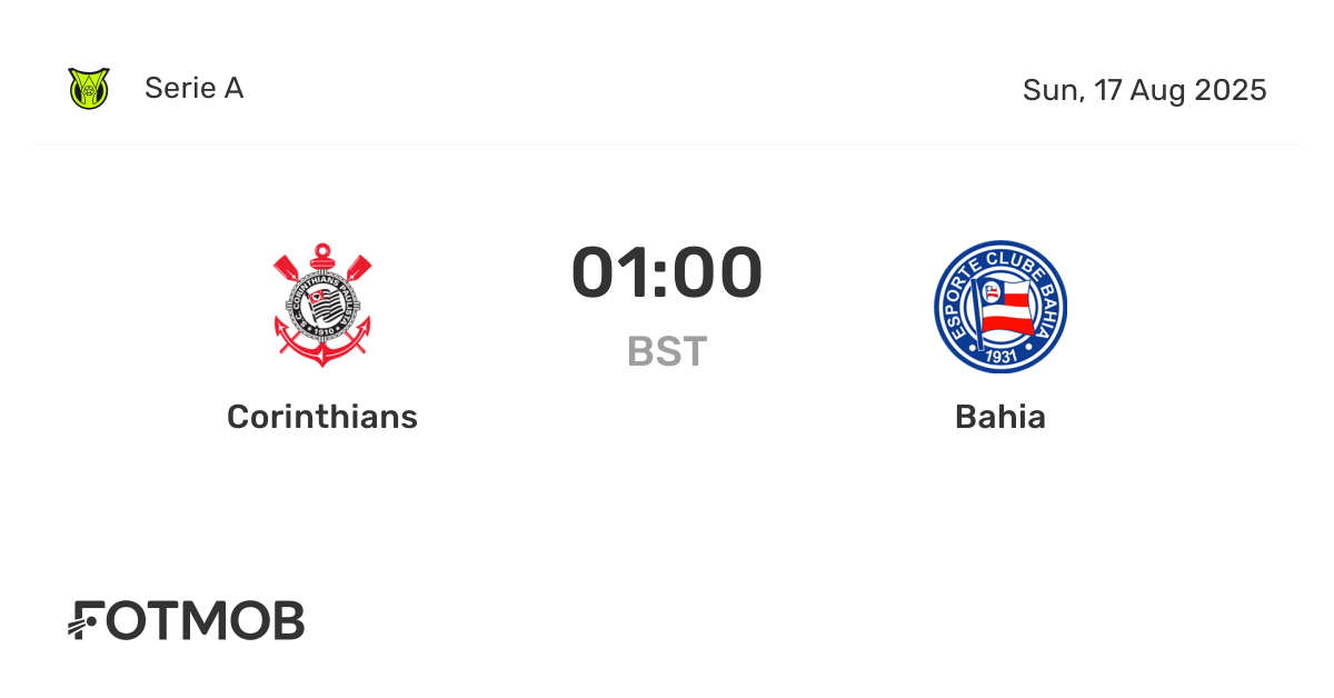 Corinthians vs Bahia - live score, predicted lineups and H2H stats