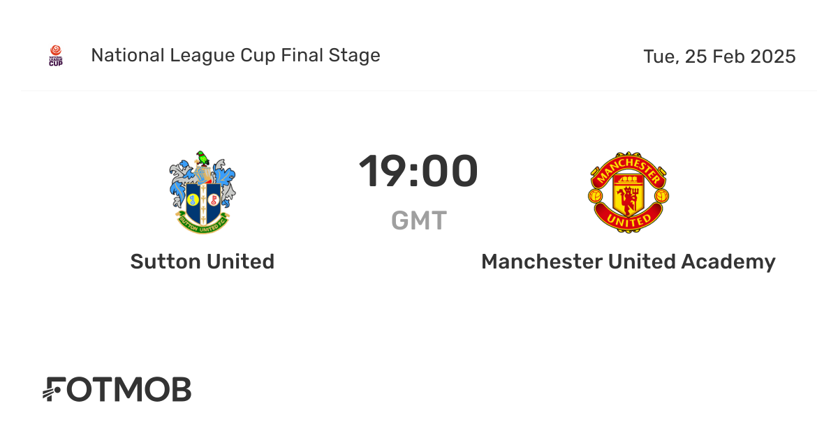 Sutton United vs Manchester United Academy - live score, predicted ...