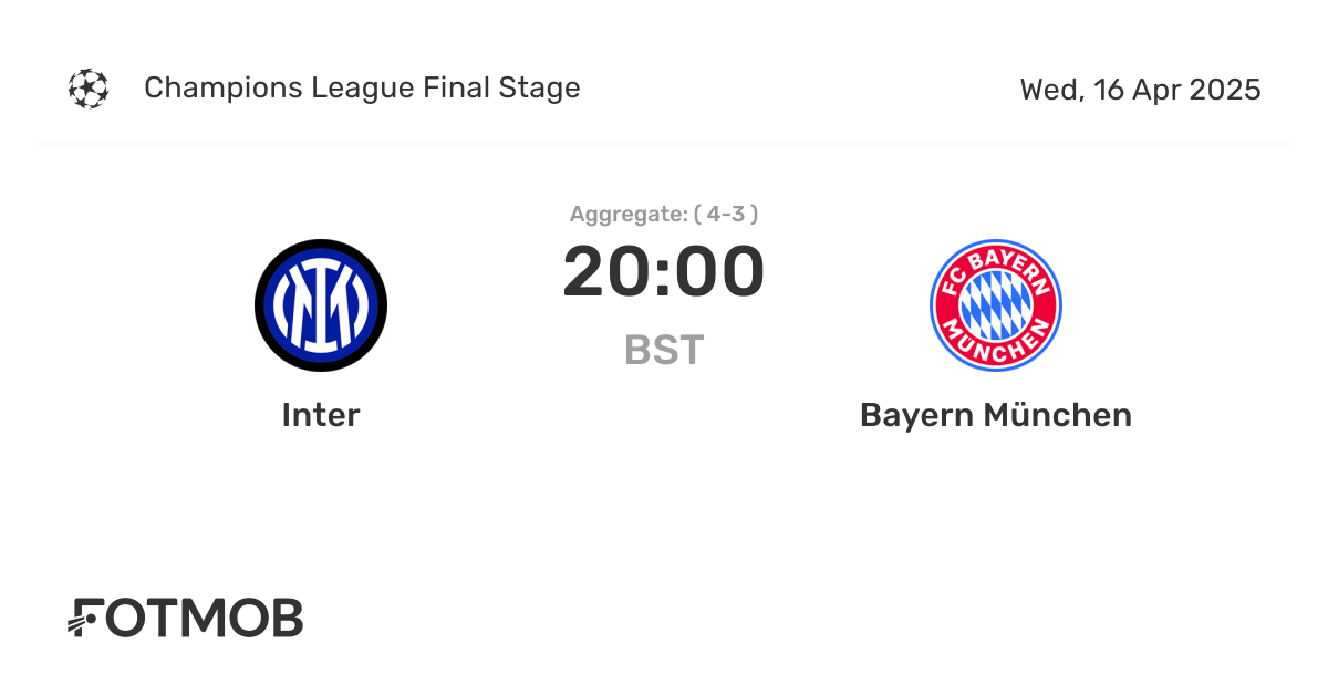 Inter vs Bayern München - live score, predicted lineups and H2H stats