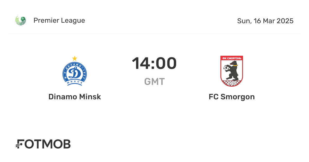 Dinamo Minsk vs FC Smorgon - live score, predicted lineups and H2H stats