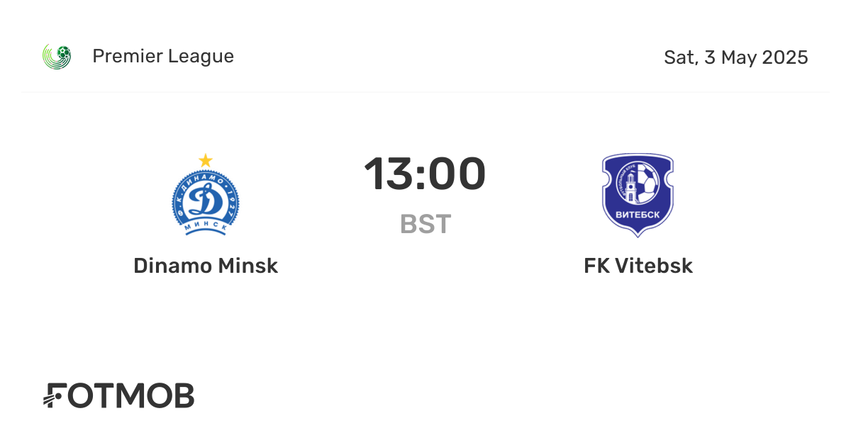 Dinamo Minsk vs FK Vitebsk - live score, predicted lineups and H2H stats