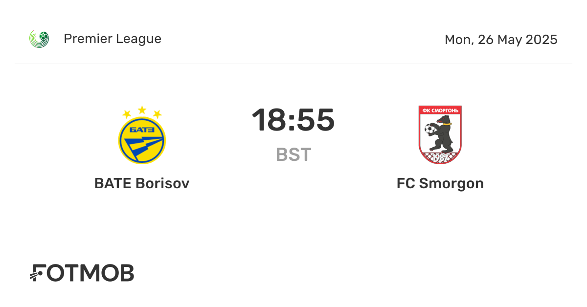 BATE Borisov vs FC Smorgon - live score, predicted lineups and H2H stats