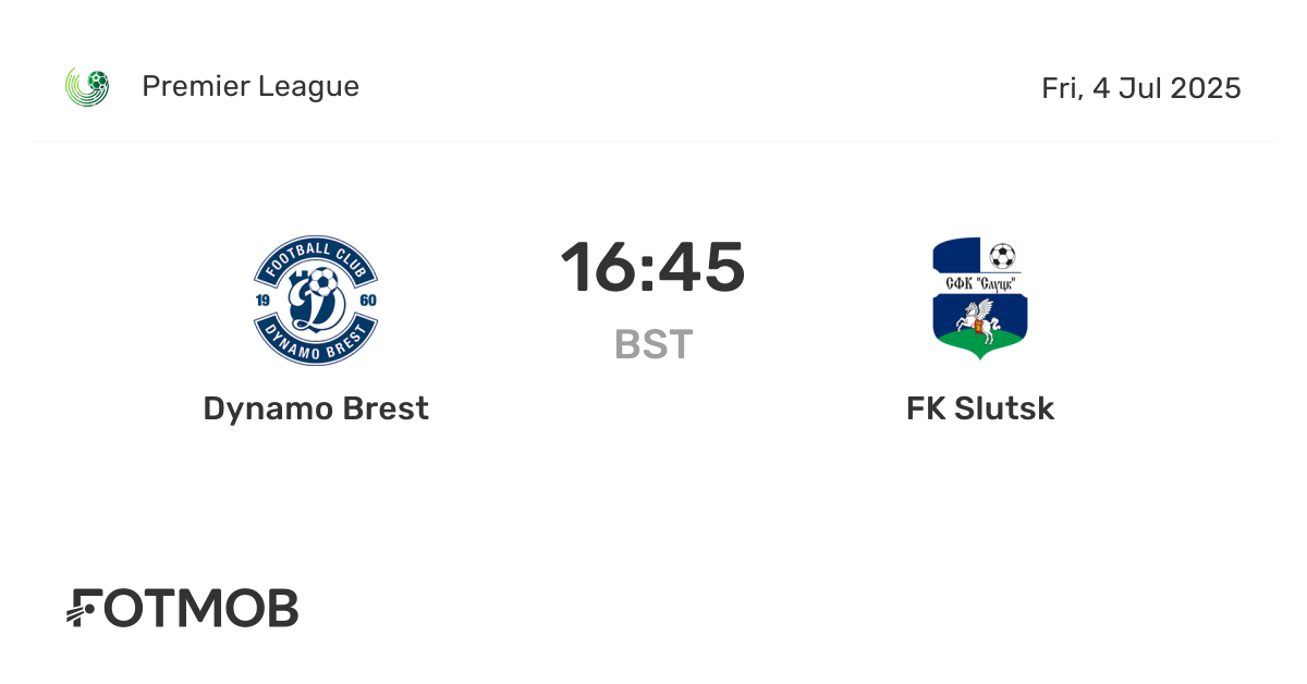 Dynamo Brest vs FK Slutsk - live score, predicted lineups and H2H stats