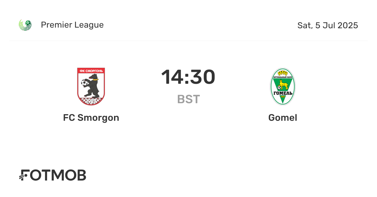 FC Smorgon vs Gomel - live score, predicted lineups and H2H stats