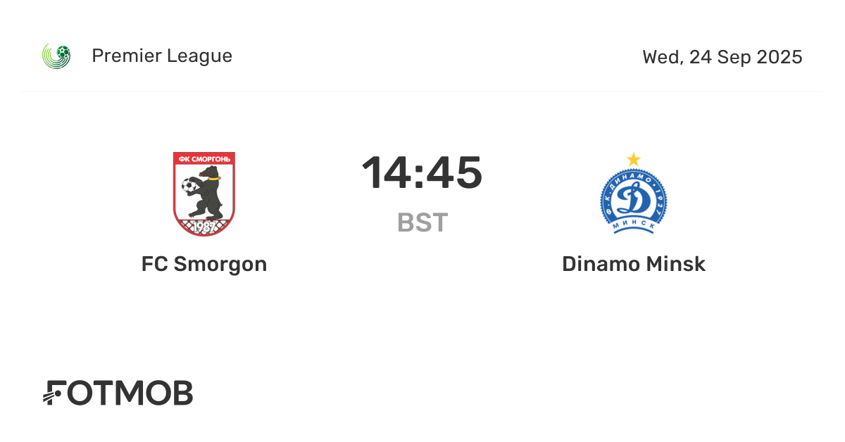 FC Smorgon vs Dinamo Minsk - live score, predicted lineups and H2H stats