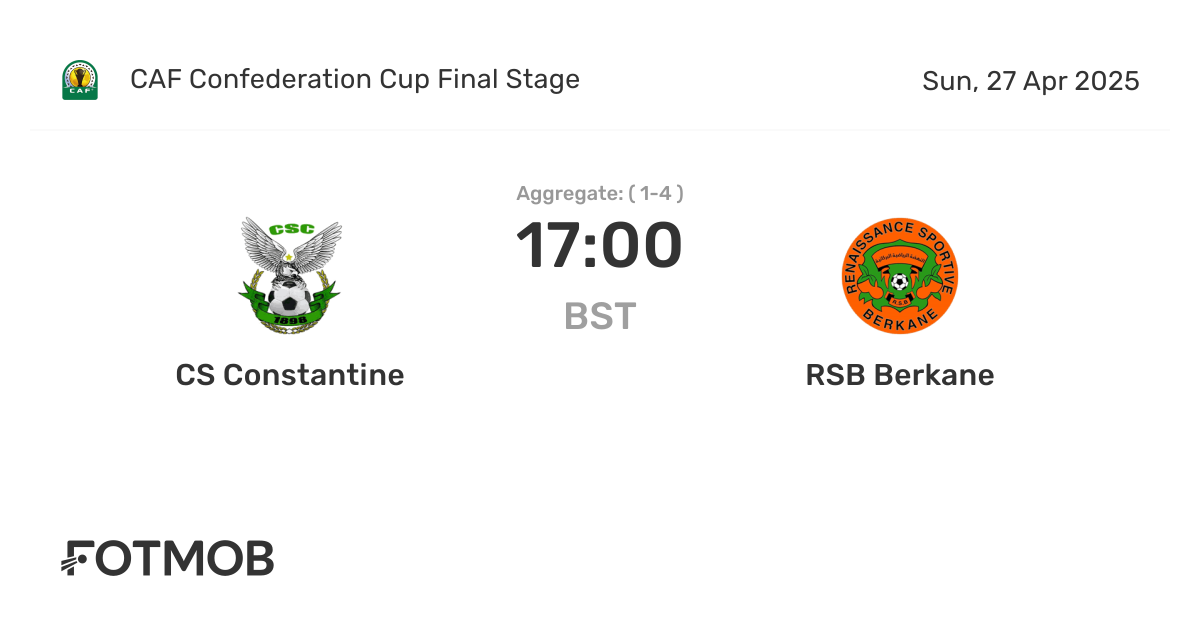 CS Constantine vs RSB Berkane - live score, predicted lineups and H2H stats