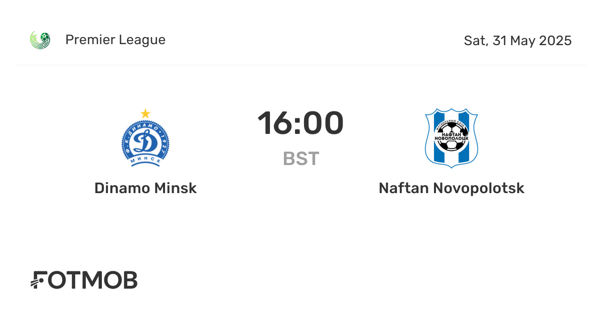 Dinamo Minsk vs Naftan Novopolotsk - live score, predicted lineups and H2H stats