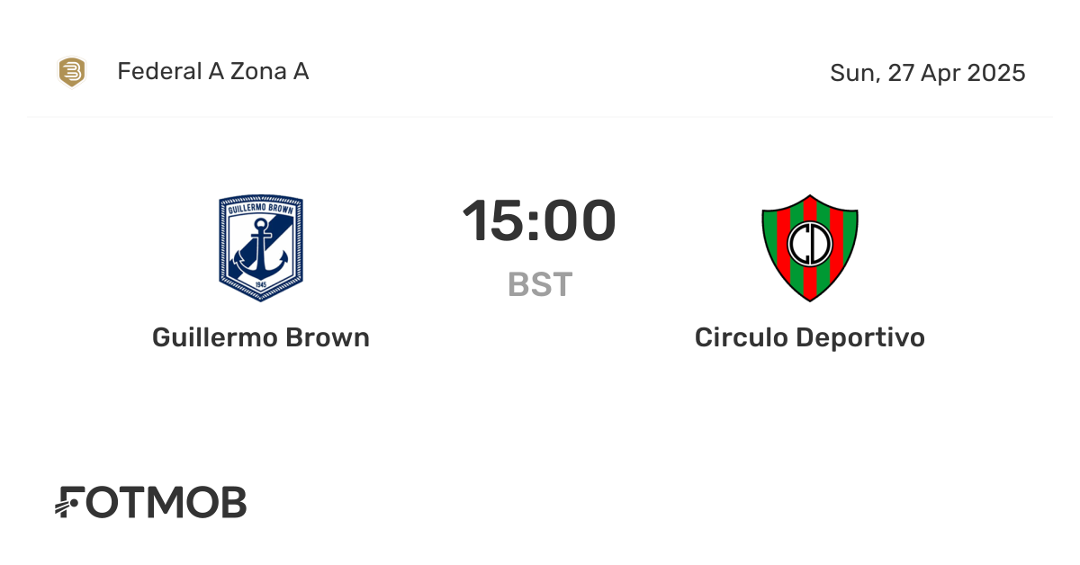 Guillermo Brown vs Circulo Deportivo - live score, predicted lineups ...