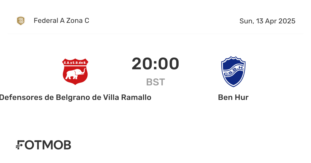 Defensores de Belgrano de Villa Ramallo vs Ben Hur - marcador en vivo, alineaciones previstas y ...