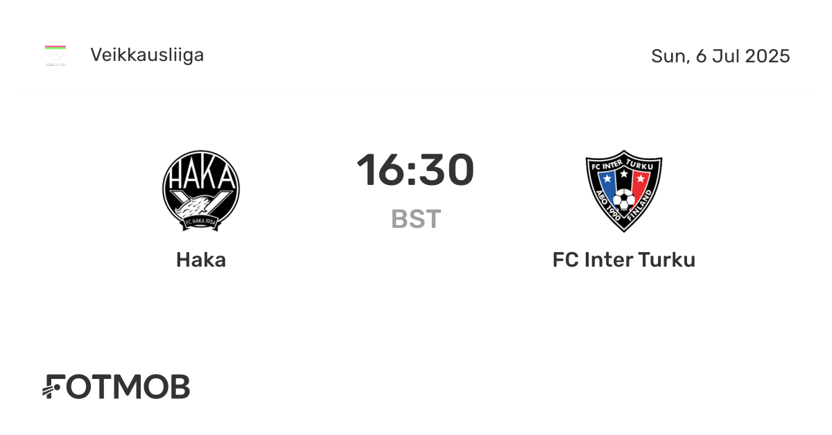 Haka vs FC Inter Turku - marcador en vivo, alineaciones previstas y ...