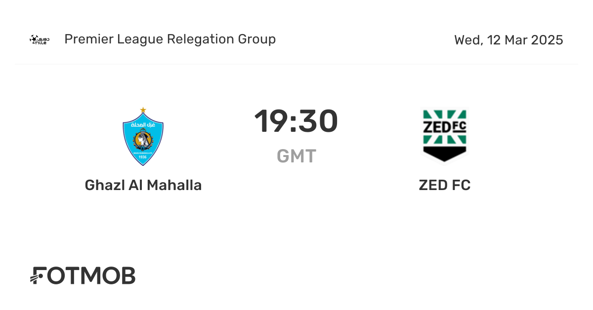 Ghazl Al Mahalla vs ZED FC - live score, predicted lineups and H2H stats