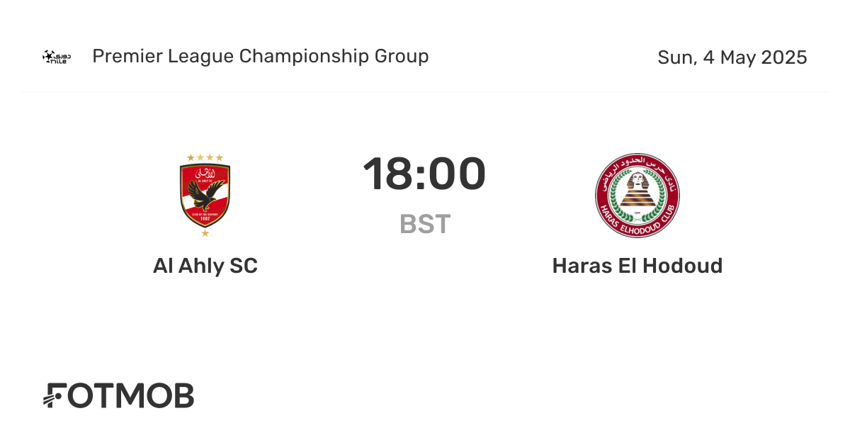 Al Ahly SC vs Haras El Hodoud - marcador en vivo, alineaciones previstas y estadísticas H2H