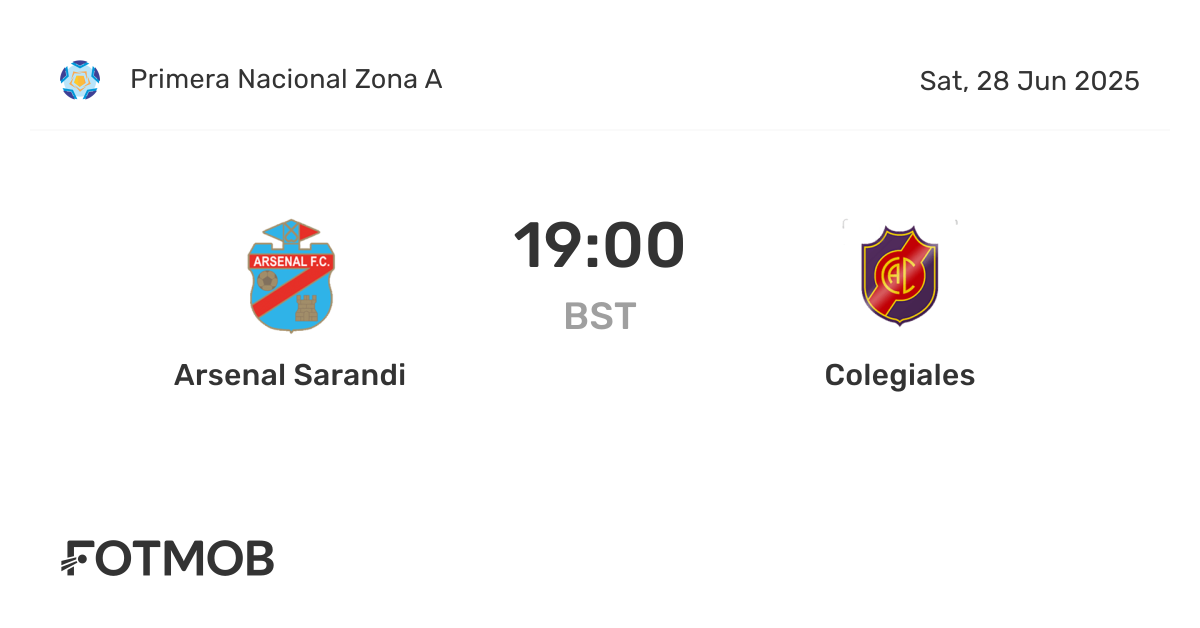 Arsenal Sarandi vs Colegiales - live score, predicted lineups and H2H stats