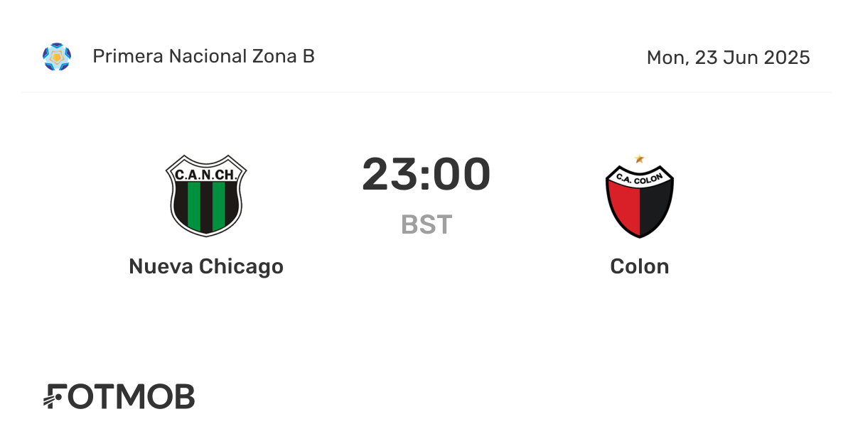 Nueva Chicago vs Colon - live score, predicted lineups and H2H stats