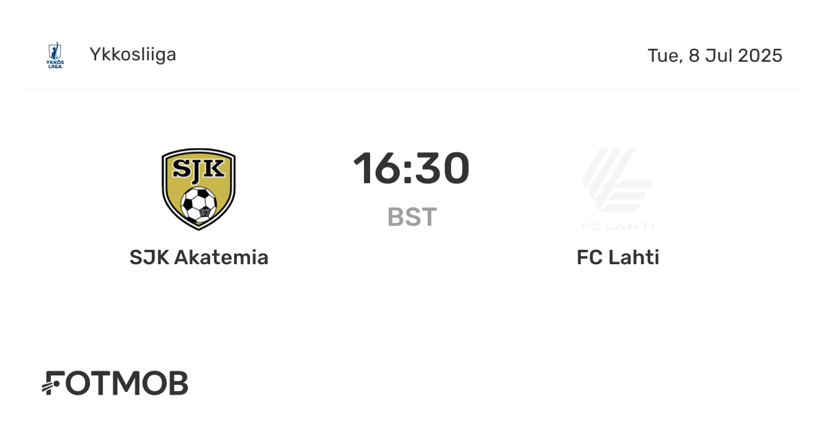 SJK Akatemia vs FC Lahti - live score, predicted lineups and H2H stats