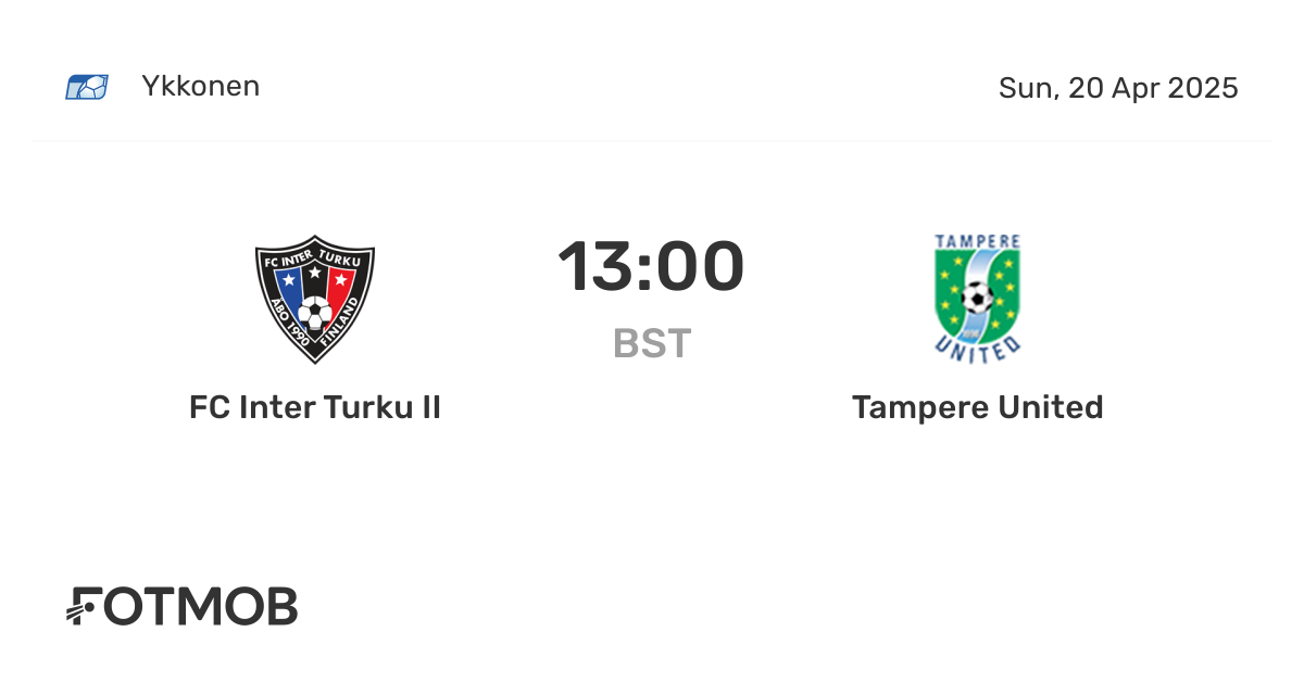 FC Inter Turku II vs Tampere United - live score, predicted lineups and H2H stats