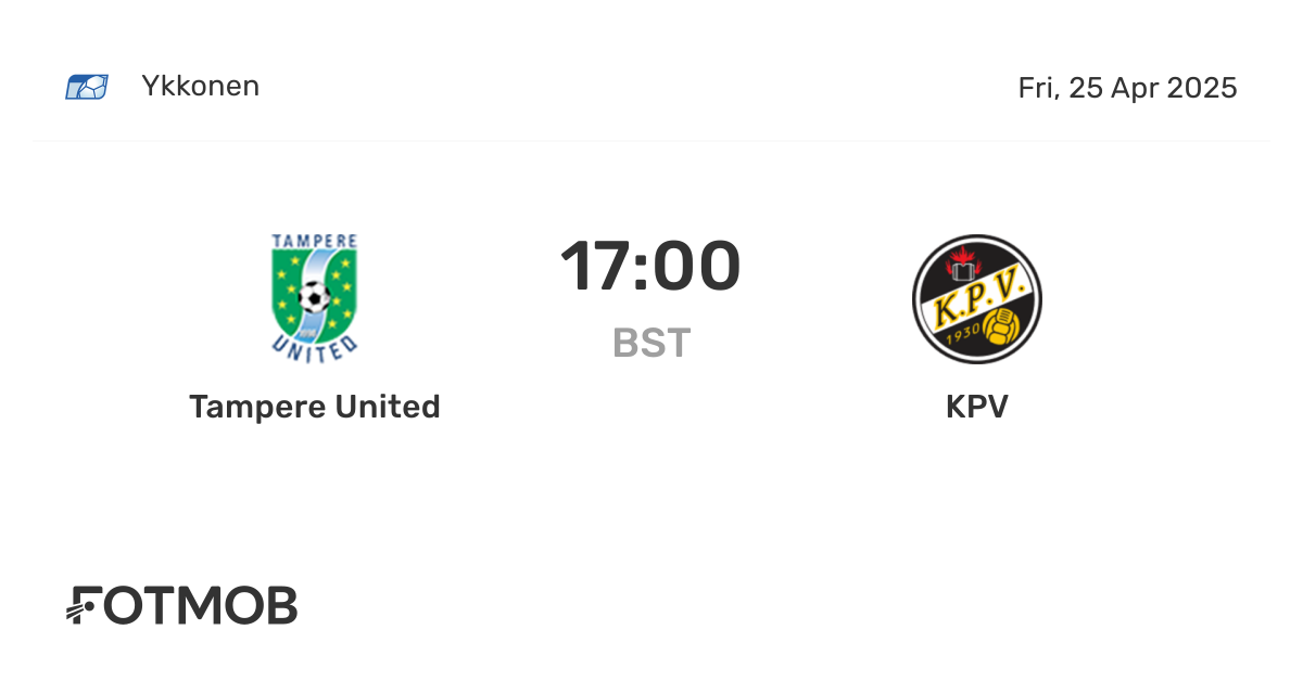 Tampere United vs KPV - live score, predicted lineups and H2H stats