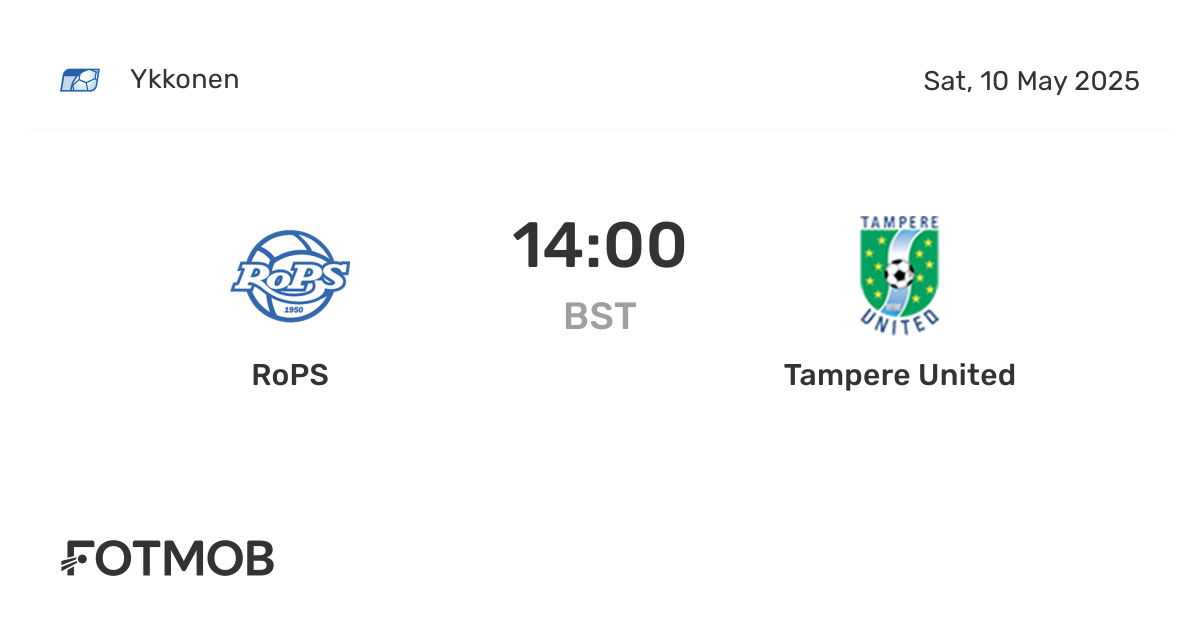 RoPS vs Tampere United - live score, predicted lineups and H2H stats