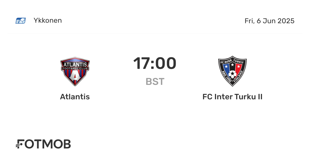 Atlantis vs FC Inter Turku II - live score, predicted lineups and H2H stats