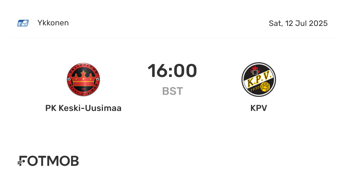 PK Keski-Uusimaa vs KPV - marcador en vivo, alineaciones previstas y ...
