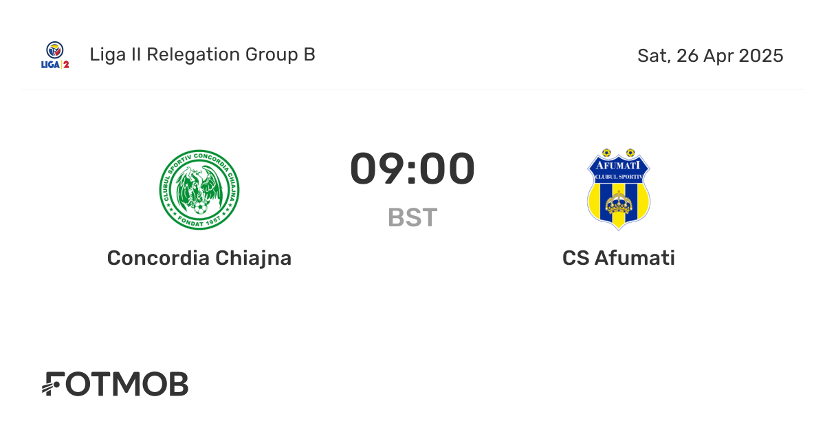 Concordia Chiajna vs CS Afumati - marcador en vivo, alineaciones ...