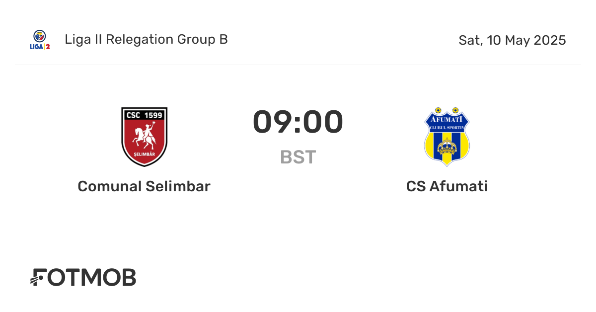Comunal Selimbar vs CS Afumati - live score, predicted lineups and H2H ...