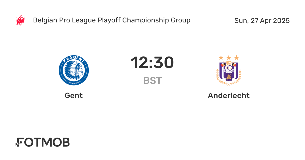 Gent vs Anderlecht - live score, predicted lineups and H2H stats