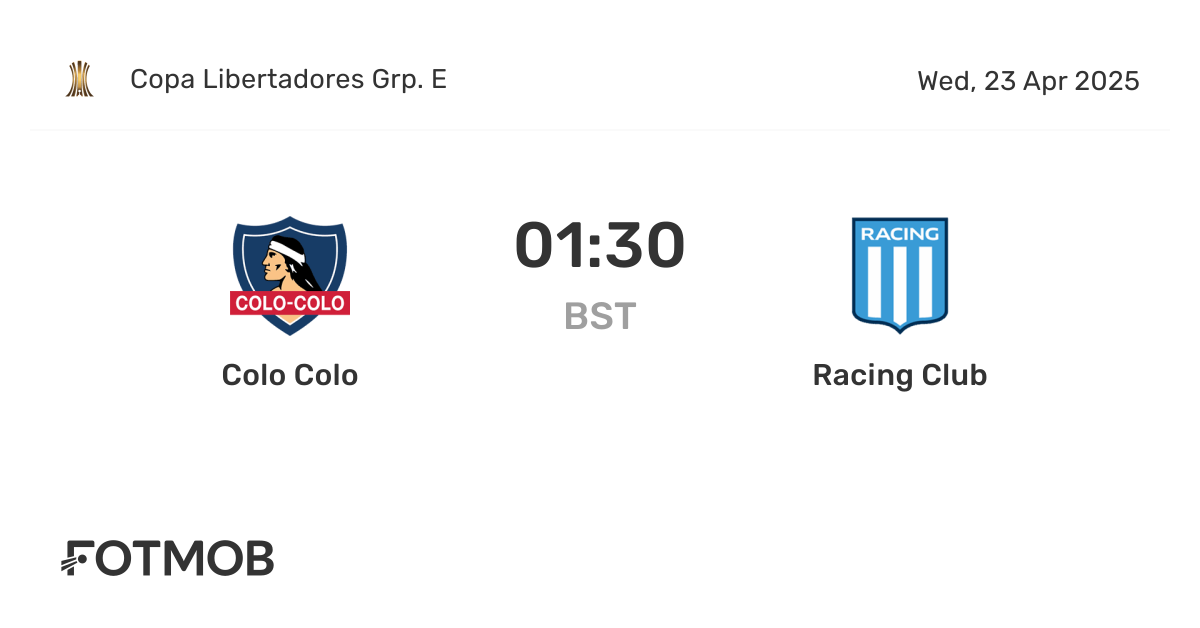 Colo Colo x Racing Club - placar ao vivo, escalações prováveis e ...