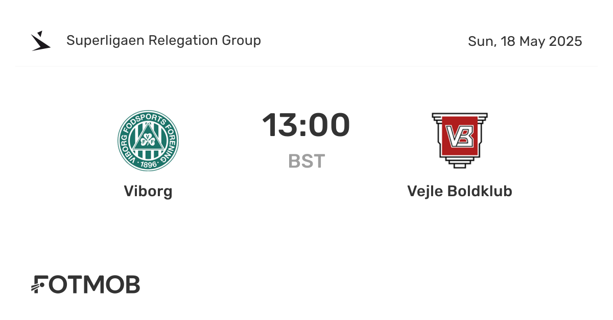 Viborg vs Vejle Boldklub - marcador en vivo, alineaciones previstas y estadísticas H2H