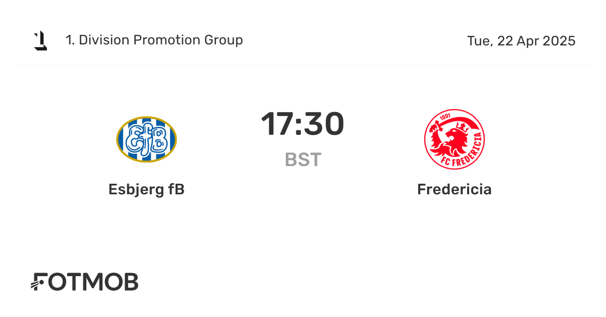 Esbjerg fB vs Fredericia - live score, forventede startopstillinger og H2H-statistikker