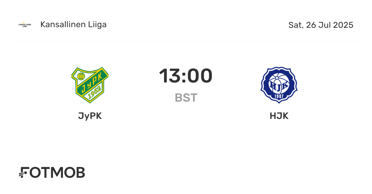 JyPK vs HJK - live score, predicted lineups and H2H stats