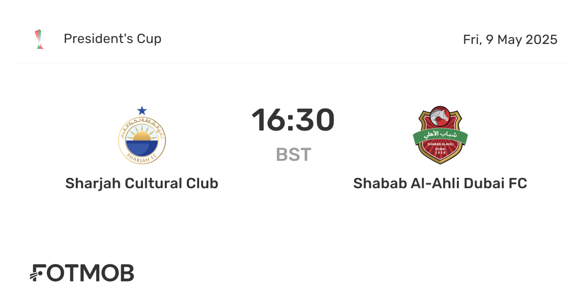 Sharjah Cultural Club vs Shabab Al-Ahli Dubai FC - marcador en vivo ...