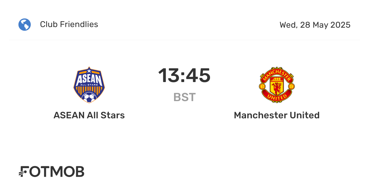 ASEAN All Stars vs Manchester United - live score, predicted lineups and H2H stats