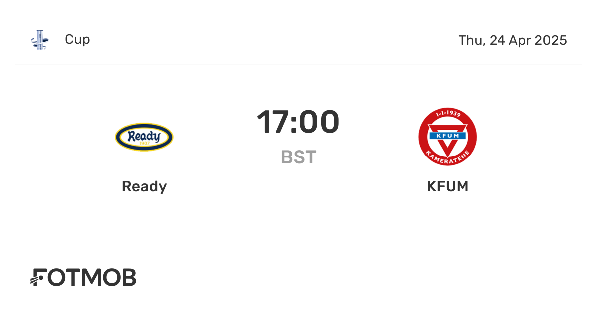 Ready vs KFUM - live score, predicted lineups and H2H stats