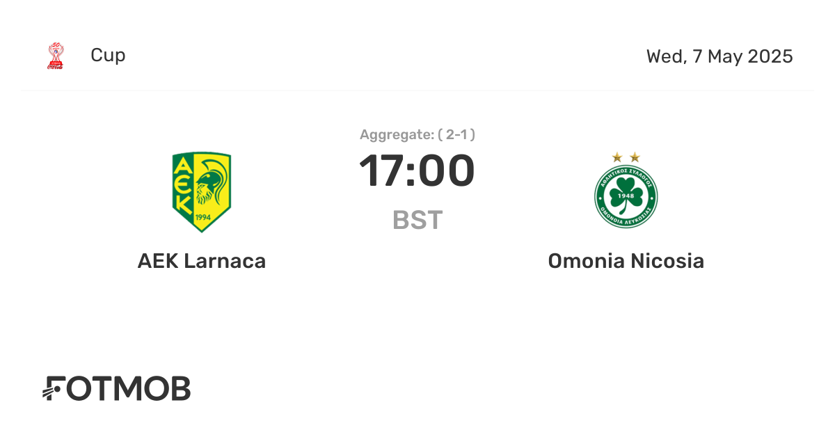AEK Larnaca vs Omonia Nicosia - marcador en vivo, alineaciones previstas y estadísticas H2H
