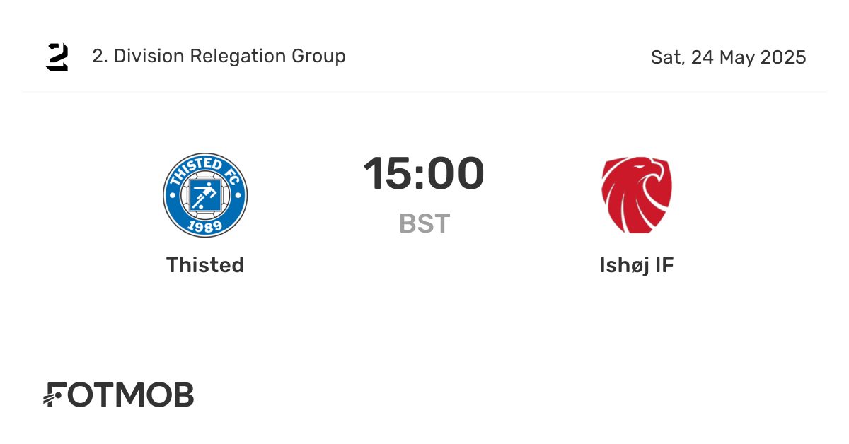 Thisted vs Ishøj IF - live score, predicted lineups and H2H stats