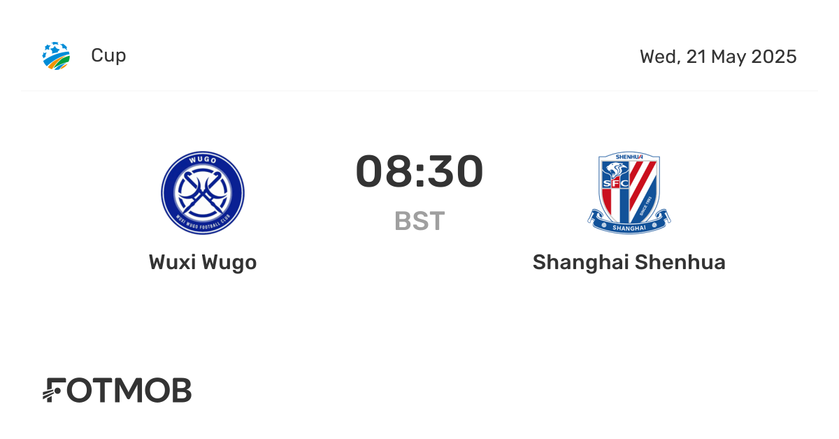 Wuxi Wugo vs Shanghai Shenhua - live score, predicted lineups and H2H stats