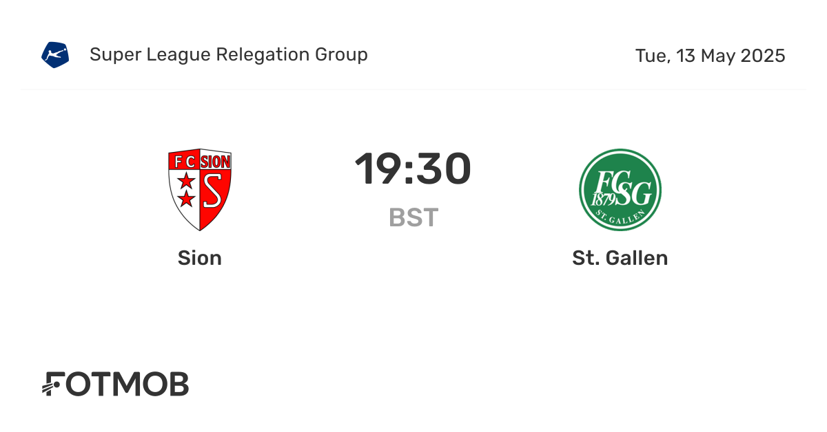 Sion vs St. Gallen - live score, predicted lineups and H2H stats