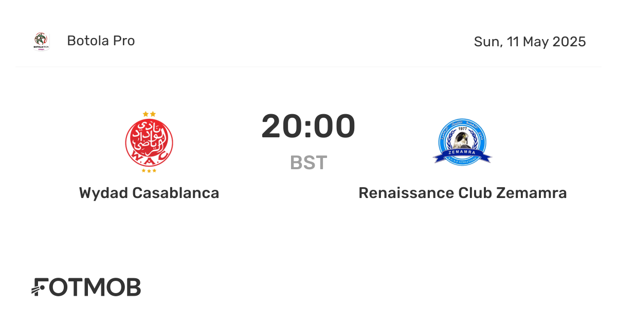 Wydad Casablanca vs Renaissance Club Zemamra - marcador en vivo ...