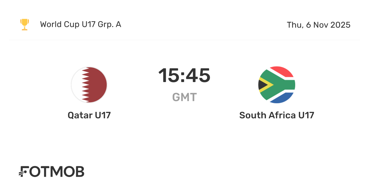 Qatar U17 vs South Africa U17 - live score, predicted lineups and H2H stats