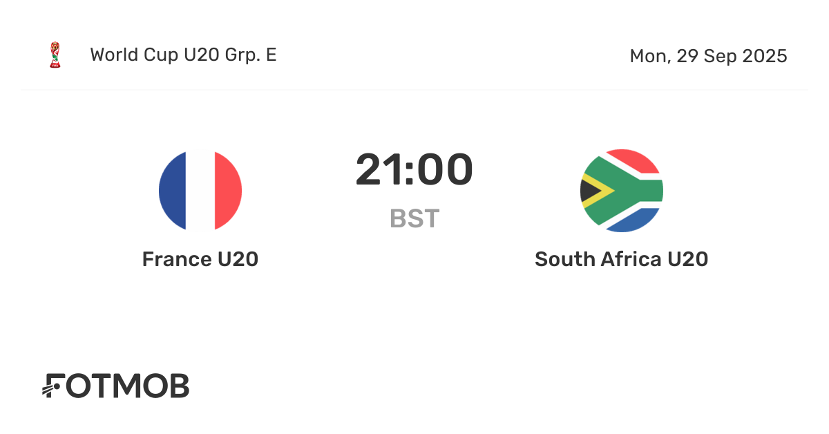 France U20 vs South Africa U20 - live score, predicted lineups and H2H ...