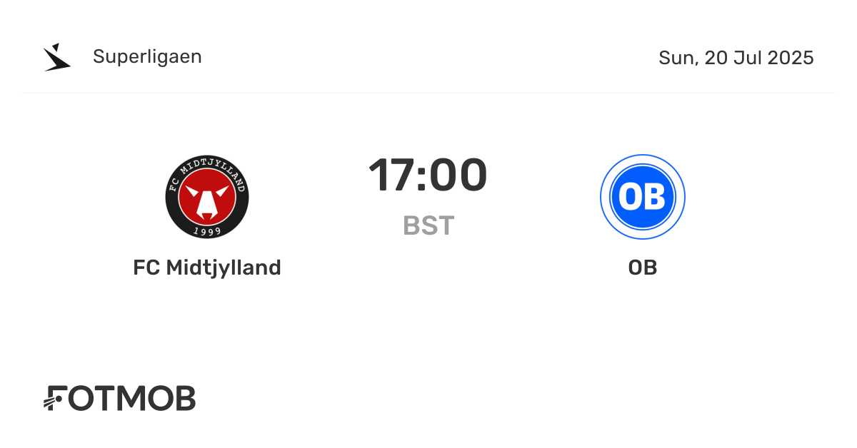 FC Midtjylland vs OB - live score, predicted lineups and H2H stats