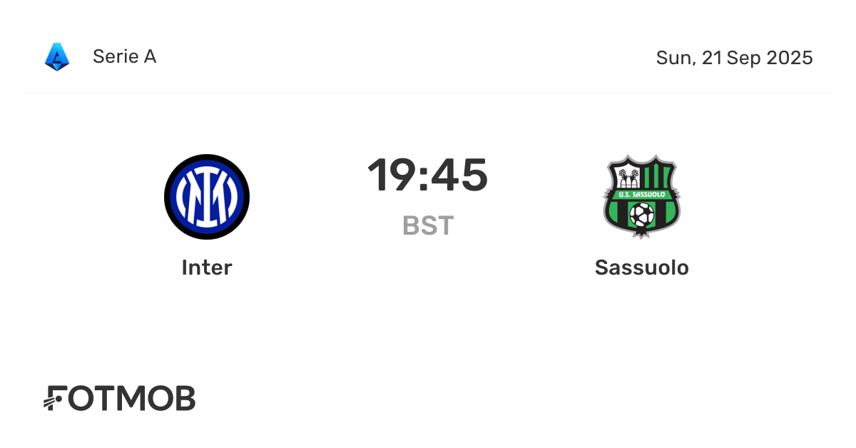 Inter vs Sassuolo - live score, predicted lineups and H2H stats