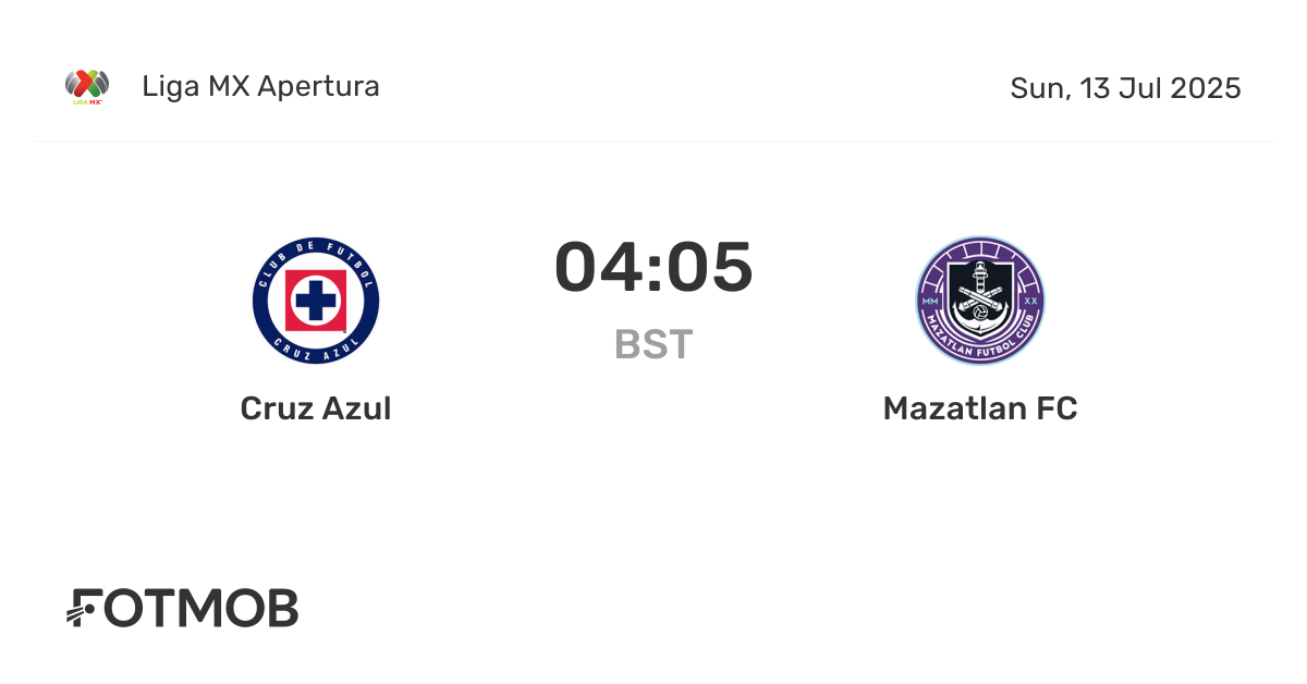 Cruz Azul vs Mazatlan FC - marcador en vivo, alineaciones previstas y ...