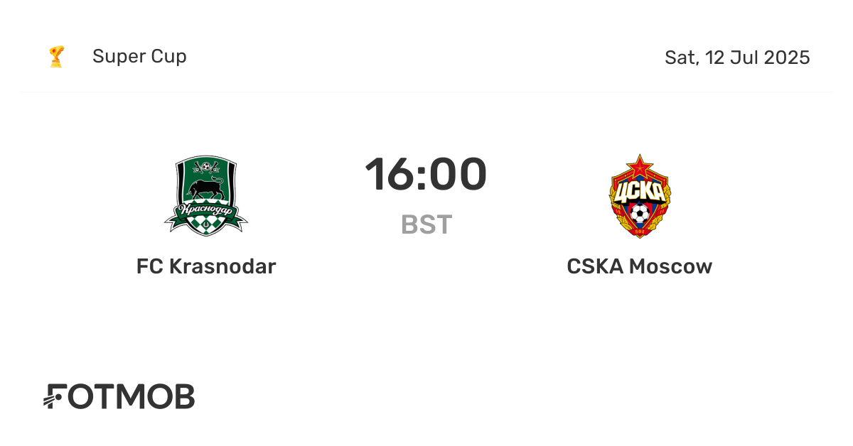 FC Krasnodar vs CSKA Moscow - marcador en vivo, alineaciones previstas ...